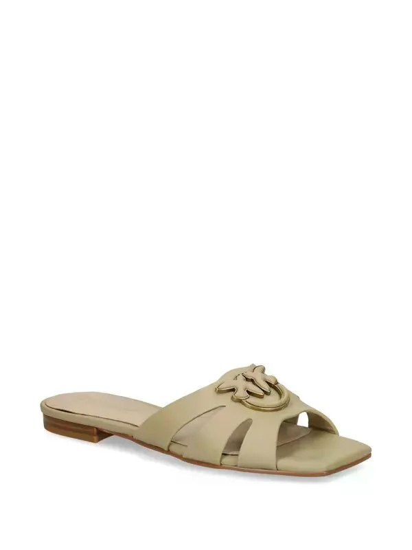 Pinko Marli Slides With Signature Love Birds Buckle - Grey