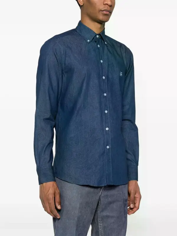Etro Paisley Washed Denim Shirt - Blue