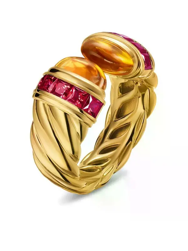 David Yurman 18kt Yellow Citrine And Tourmaline Cocktail Ring