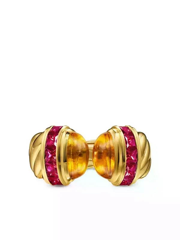 David Yurman 18kt Yellow Citrine And Tourmaline Cocktail Ring