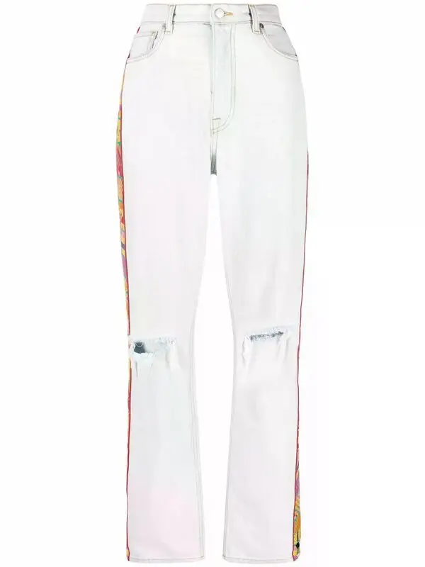 Etro Embroidered Trim Straight Leg Jeans