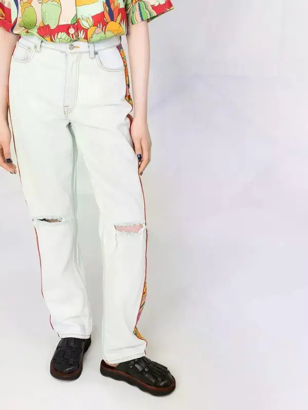 Etro Embroidered Trim Straight Leg Jeans