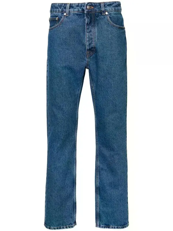 Palm Angels Monogram-embroidered Straight-leg Jeans