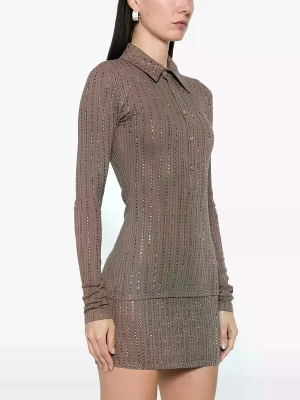 Attico Crystal-embellished Polo Top