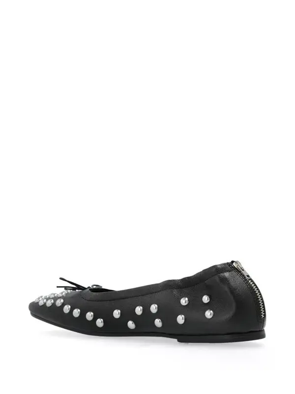 GOLDEN GOOSE Leather Ballet Flats With Stud Embellishment And Zip Fastening