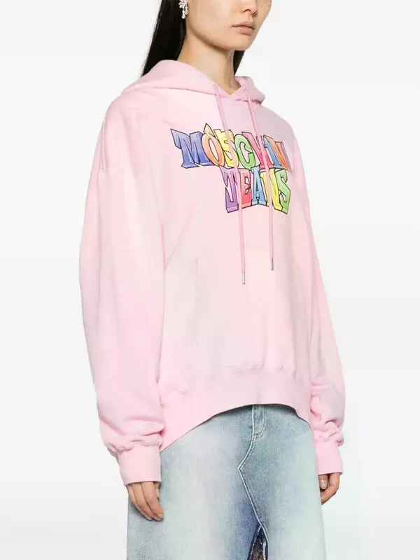 Moschino Cotton Logo Print Hoodie - Pink