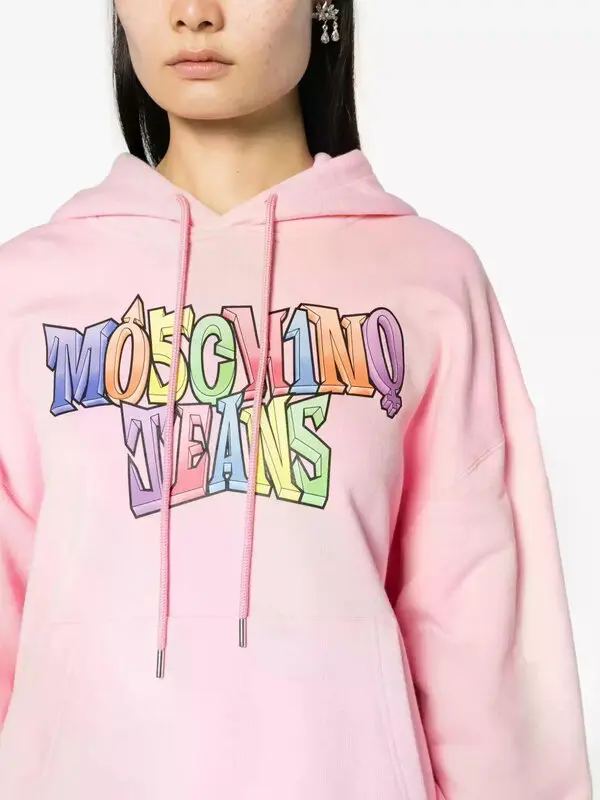 Moschino Cotton Logo Print Hoodie - Pink