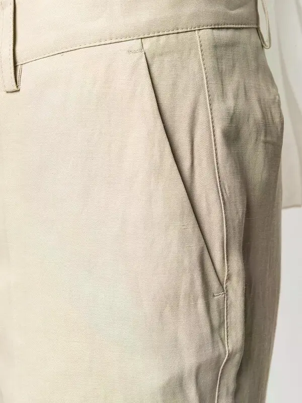 P.a.r.o.s.h Beige Linen Blend Tailored Trousers With Cropped Leg