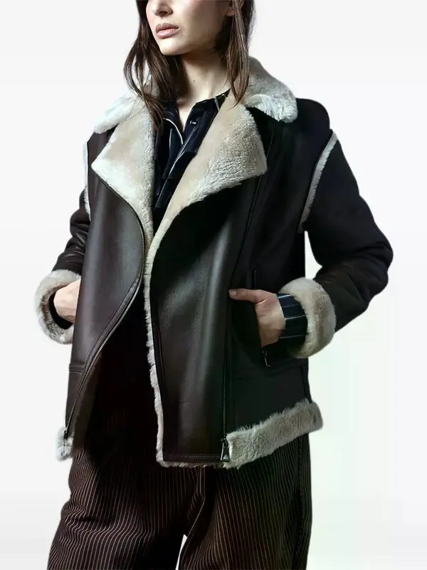 POCHE PARIS Faux Fur Jacket - Brown