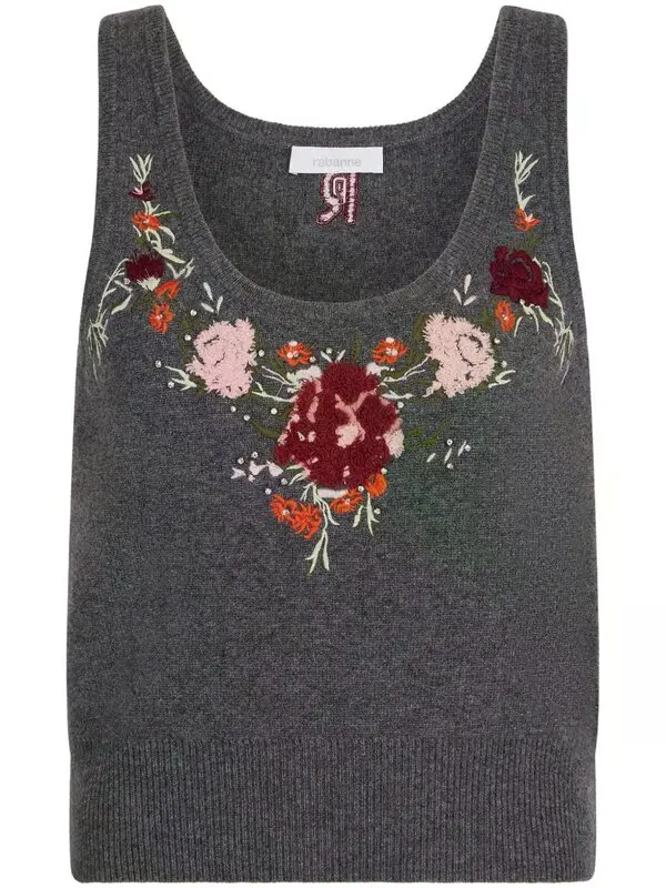 Rabanne Embroidered Tank Top - Grey