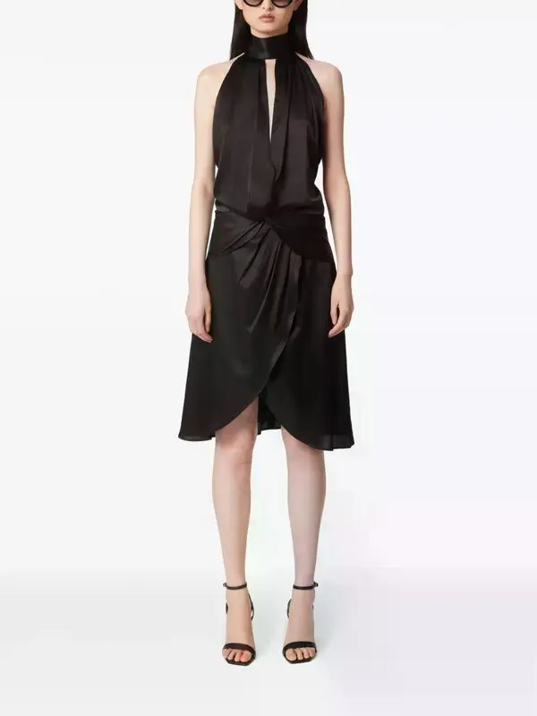 Nina Ricci Halterneck Ruched Dress - Black