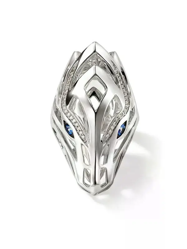 John Hardy Sterling Sapphire And Diamond Naga Ring