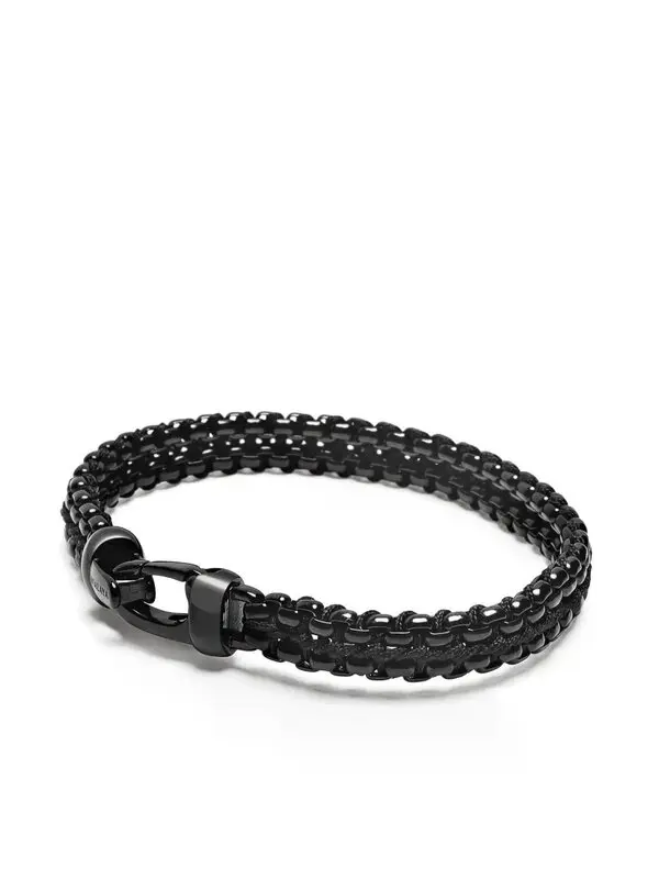 NIALAYA JEWELRY Woven 8mm Box Chain Bracelet - Black