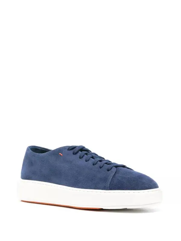 Santoni Suede Lace-up Sneakers - Blue