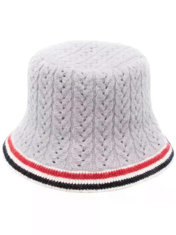 Thom Browne Cable-pointelle Bucket Hat - Grey