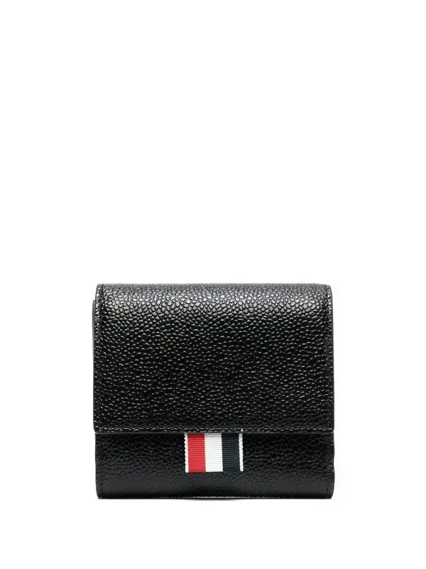 Thom Browne Rwb Stripe Pebbled Leather Wallet