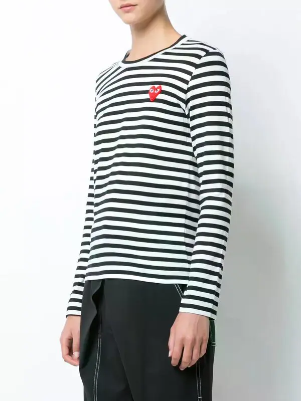 Play Comme Des Garcon Striped Long-sleeved T-shirt - Black