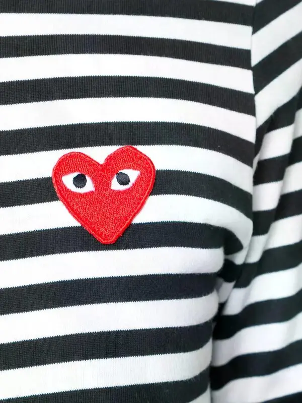 Play Comme Des Garcon Striped Long-sleeved T-shirt - Black