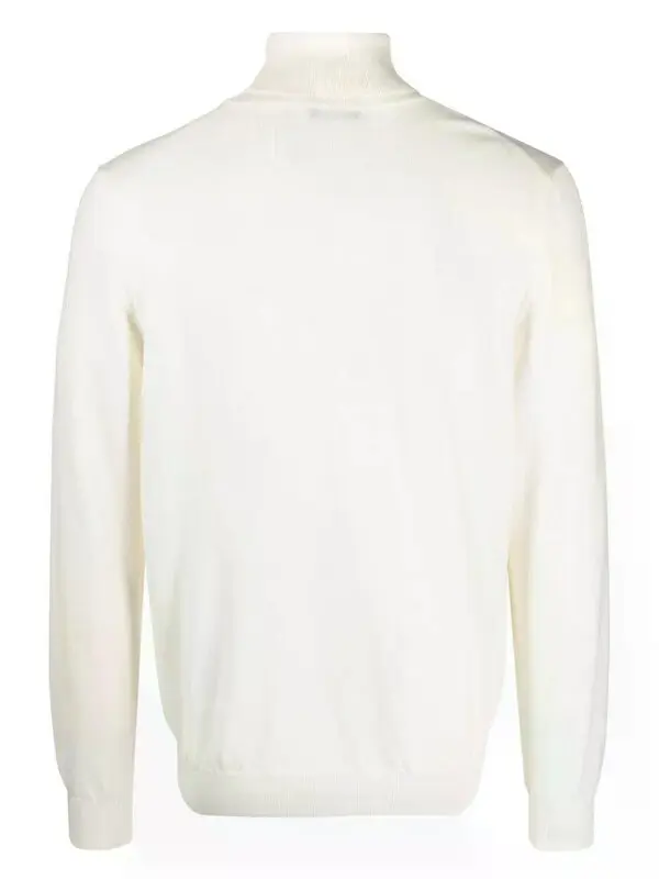 BARBA NAPOLI Virgin Wool Fine Knit Roll Neck Pullover - White
