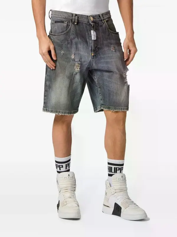 Philipp Plein Distressed Effect Denim Shorts