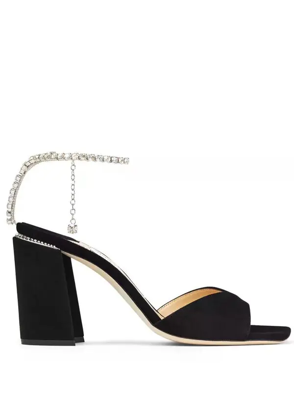 JIMMY CHOO Saeda 85mm Crystal-strap Sandals - Black