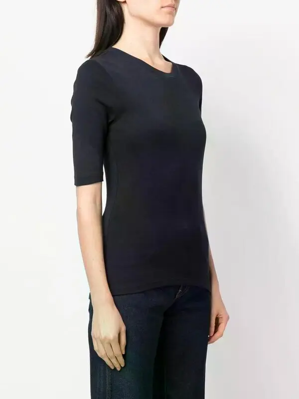 Closed Crew Neck T-shirt With Three-quarter Length Sleeves
