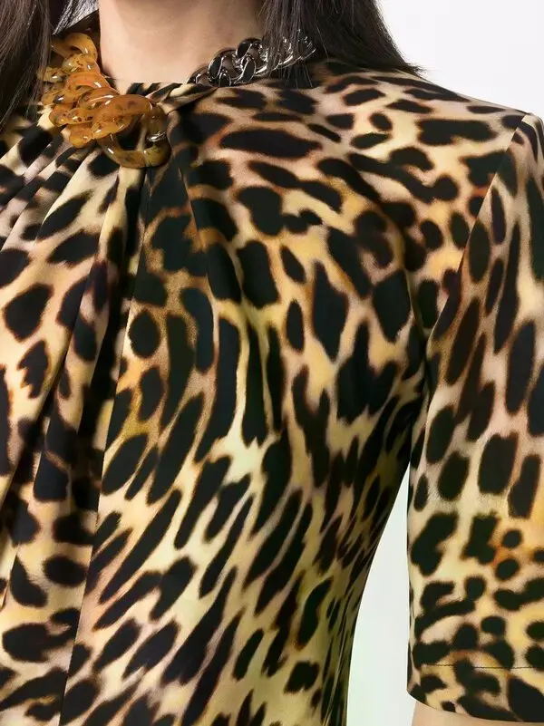 Stella McCartney Leopard Print Chain Embellished Dress