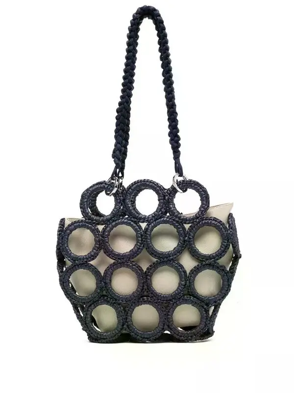 0711 TBILISI Interwoven Hoop Detail Tote Bag - Blue