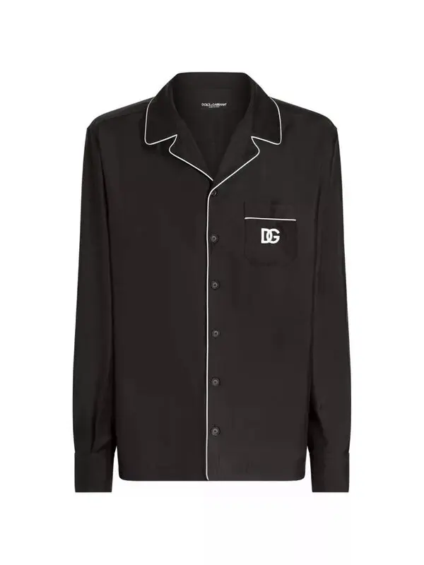 Dolce & Gabbana Logo-embroidered Silk Shirt