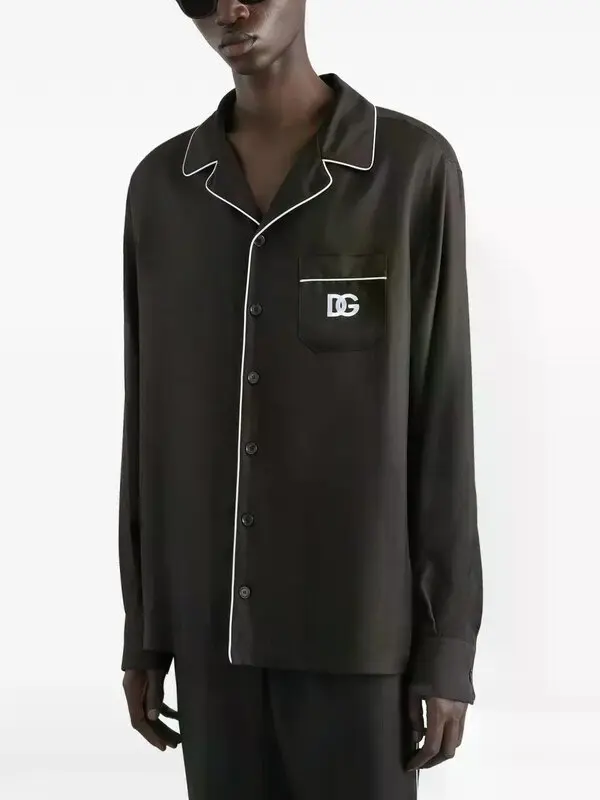 Dolce & Gabbana Logo-embroidered Silk Shirt
