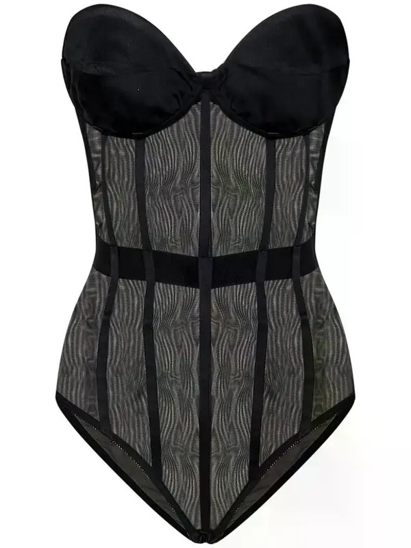 ROOM76 Sweetheart Neck Bodysuit - Black