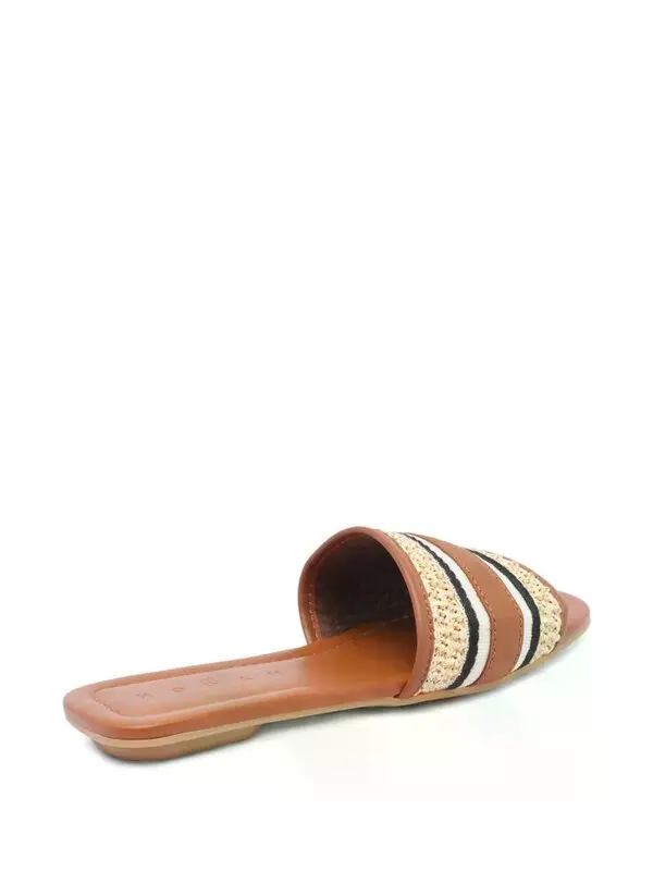 Hogan Striped Open Toe Flat Slides
