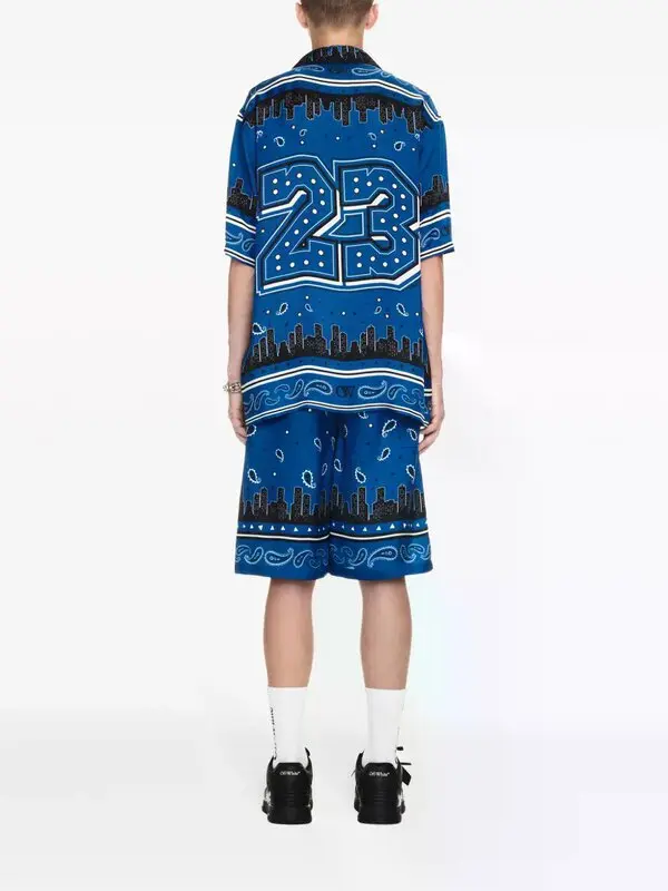 Off-White Paisley Print Shorts - Blue