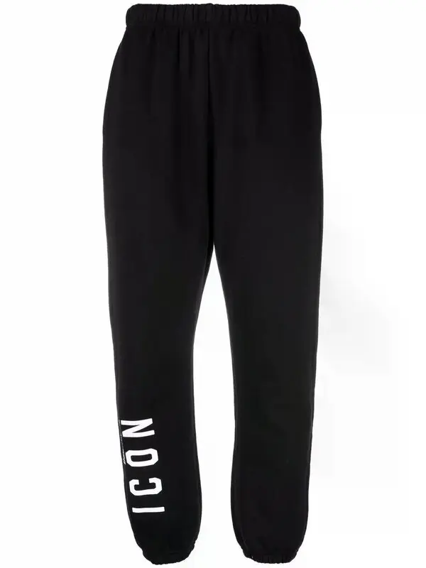 Dsquared2 Icon" Logo Print Cotton Track Pants - Black