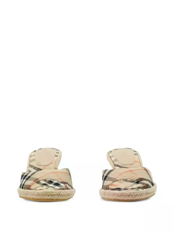Burberry Check Espadrille Mules - Neutrals