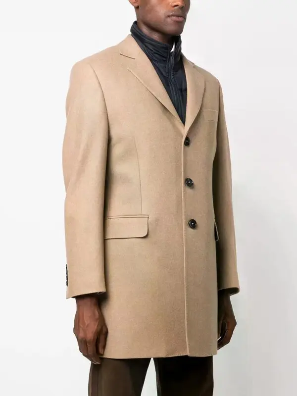 FAY Single-breasted Layered Wool Blend Coat