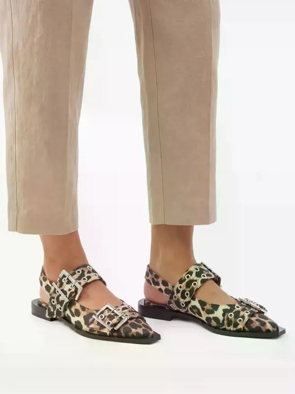 GANNI Leopard Print Slingback Ballet Flats