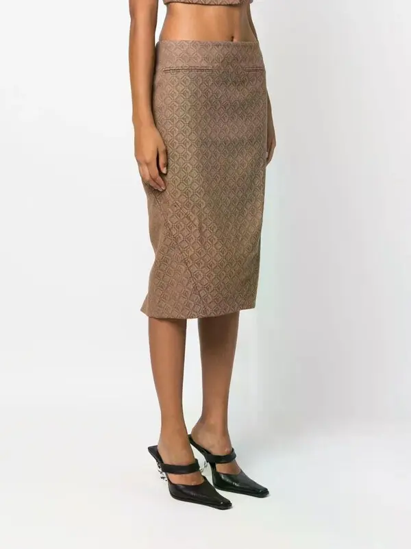 MARINE SERRE Regenerated Moon Diamant Jacquard Midi Skirt - Brown