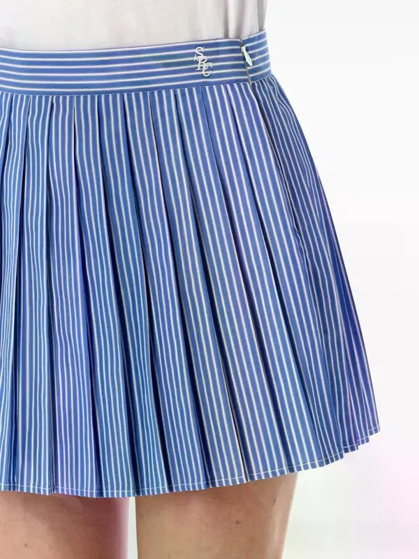 SPORTY & RICH Pleated Stripe Mini Skirt - Blue