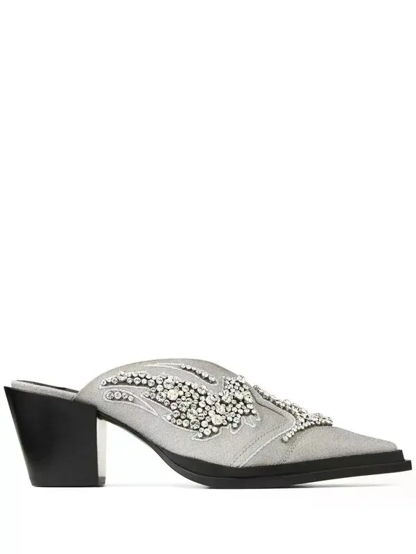 JIMMY CHOO Cece 60mm Glitter Mules - Grey
