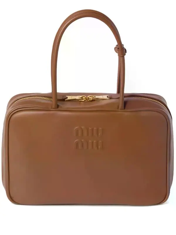 Miu Miu Large Beau Leather Tote Bag - Brown