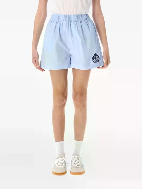 SPORTY & RICH Crest-embroidered Shorts - Blue