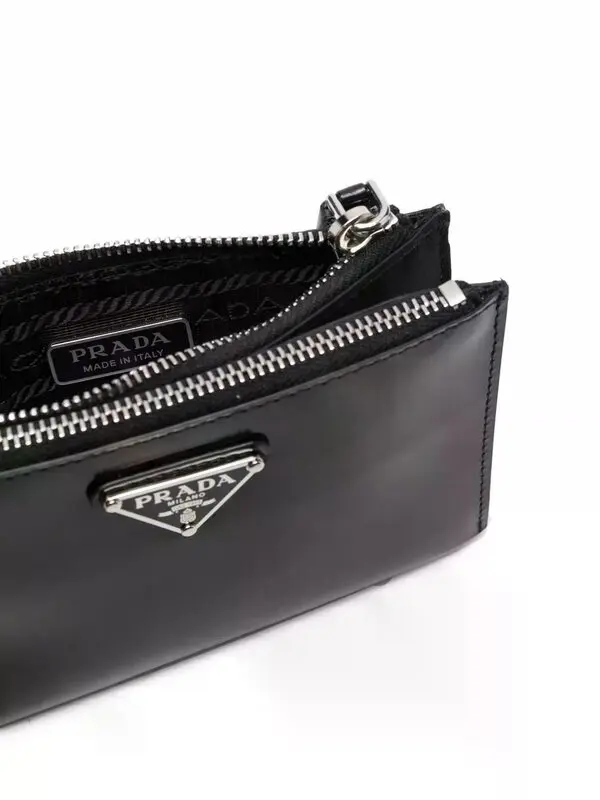 Prada Logo Plaque Zip-up Wallet