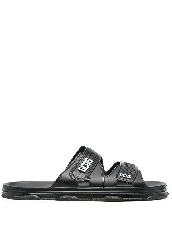 Gcds Logo Detail Open Toe Sliders - Black