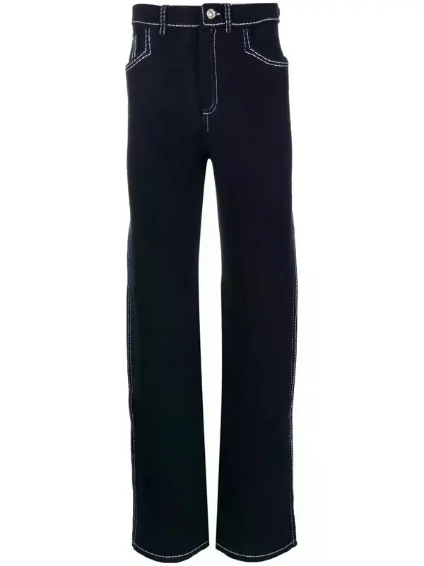BARRIE High-rise Wide-leg Trousers With Contrast Stitching