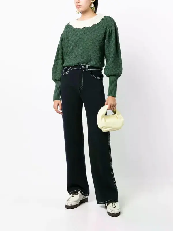BARRIE High-rise Wide-leg Trousers With Contrast Stitching