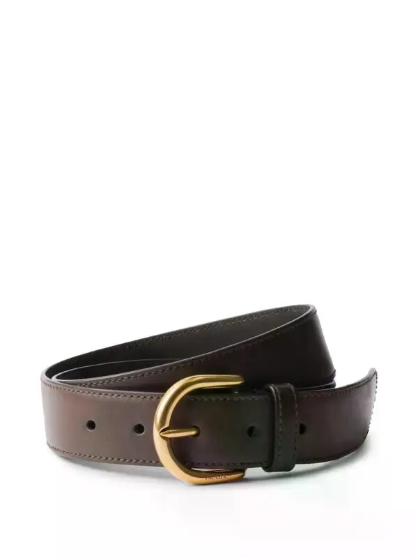 Prada Leather Belt With Engraved Logo Buckle - Brown