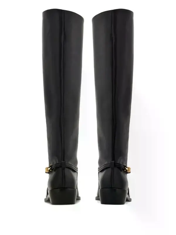 FERRAGAMO Leather Knee-high Boots With Gancini Plaque