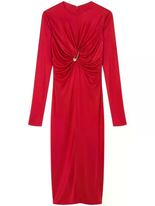 Versace Safety Pin Gathered Midi Dress - Red