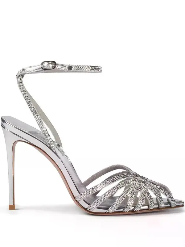 LE SILLA 110mm Crystal Embellished Stiletto Sandals - Silver